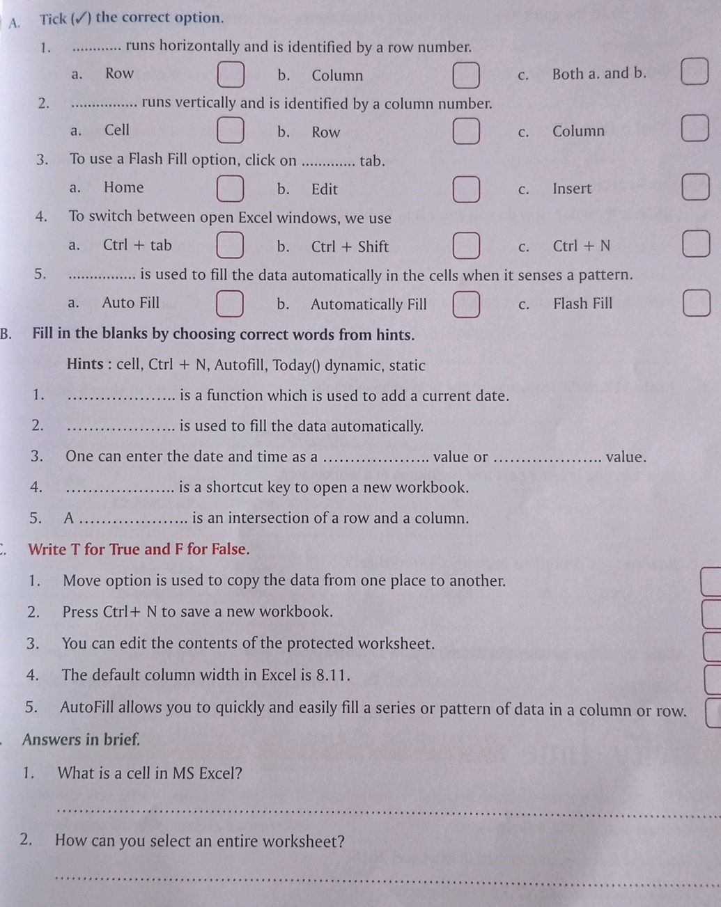 A. Tick ( ) the correct option. 1. _______ | StudyX