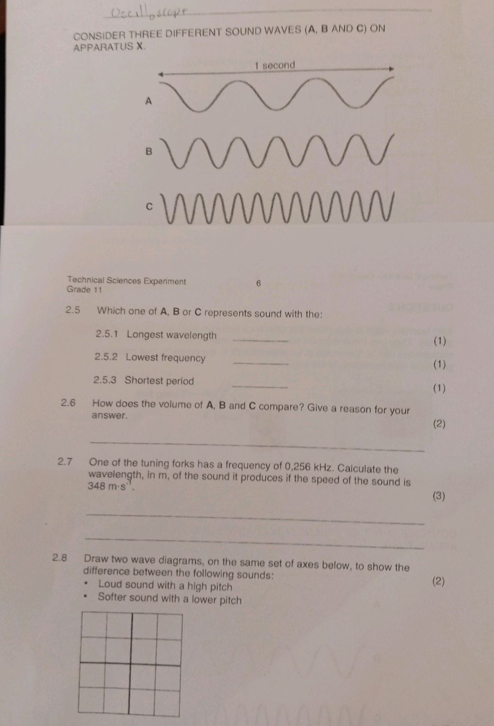 CONSIDER THREE DIFFERENT SOUND WAVES (A, B | StudyX