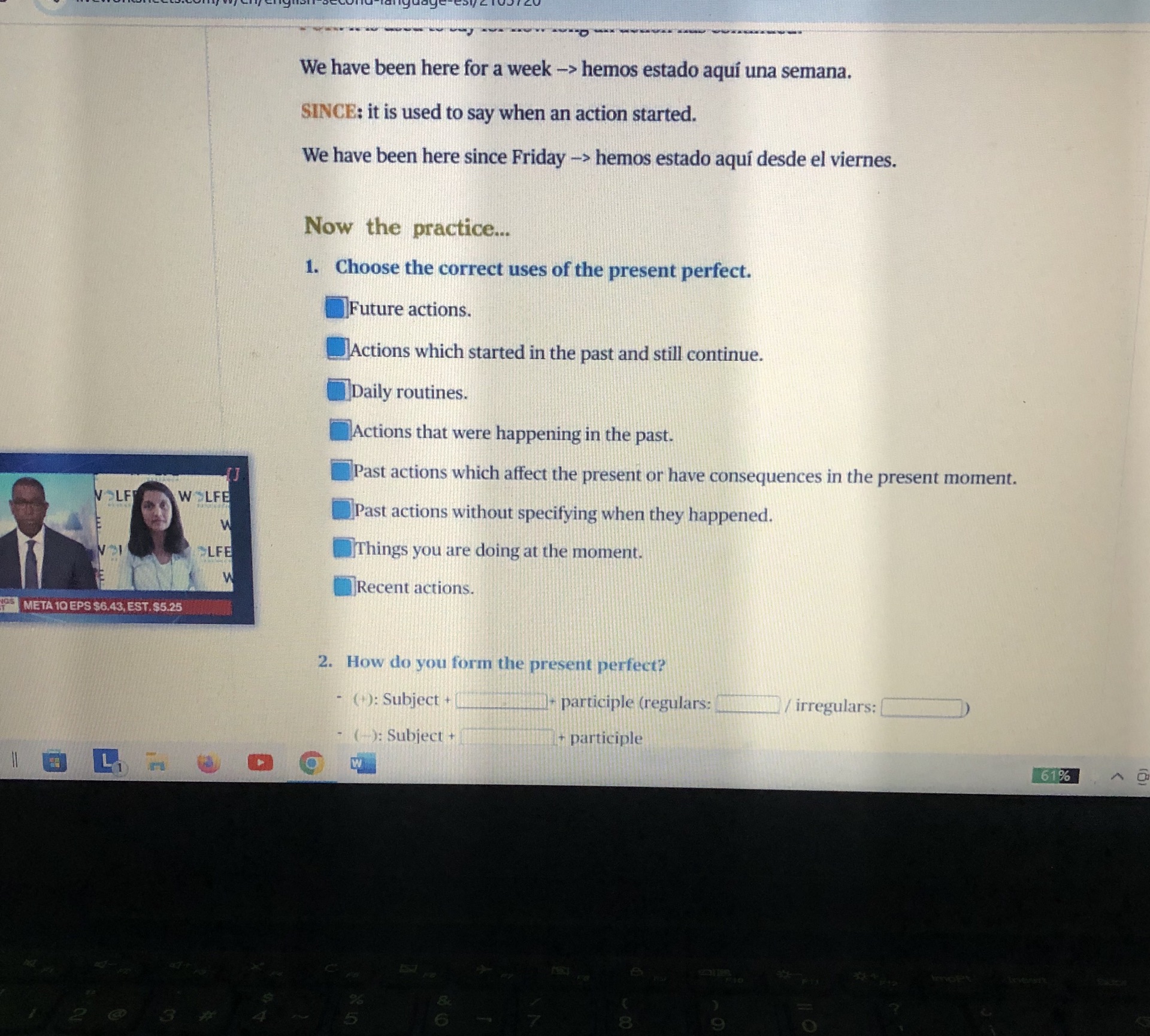 1. Choose the correct uses of the present | StudyX
