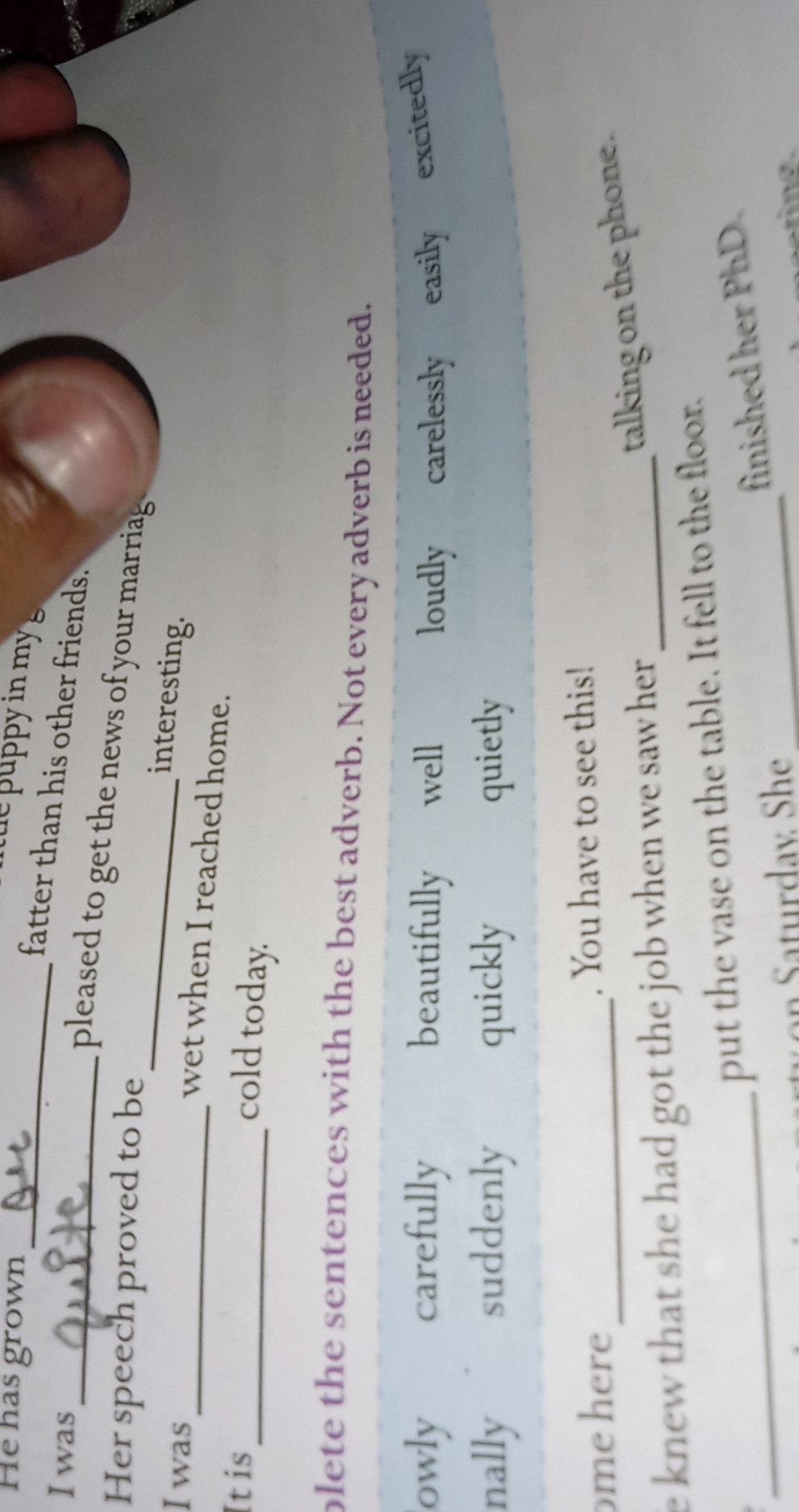 Complete the sentences with the best adverb. | StudyX