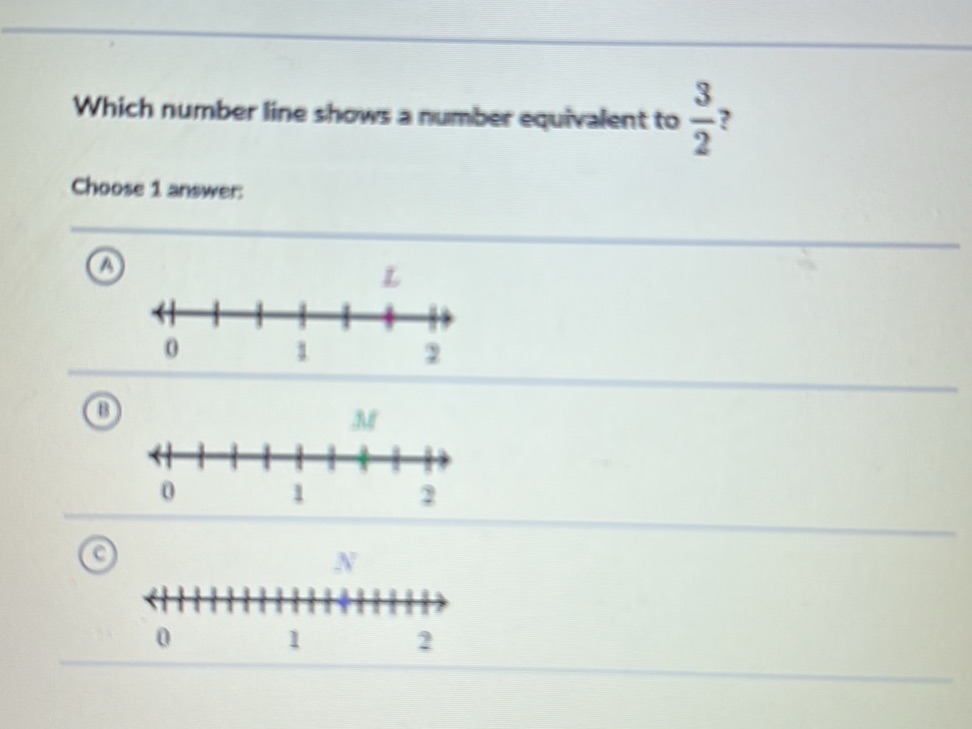 Which number line shows a number equivalent | StudyX