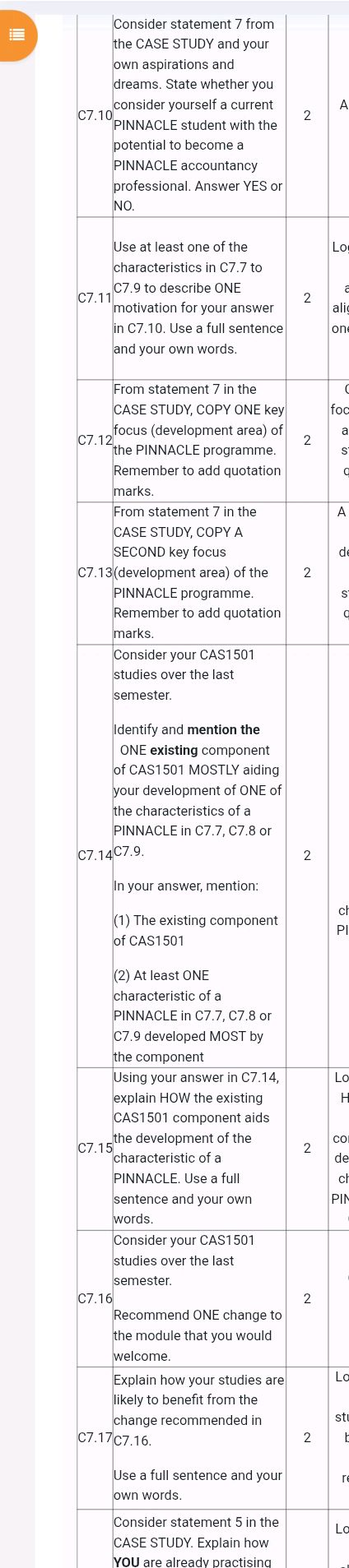 C7.10 Consider statement 7 from the CASE | StudyX