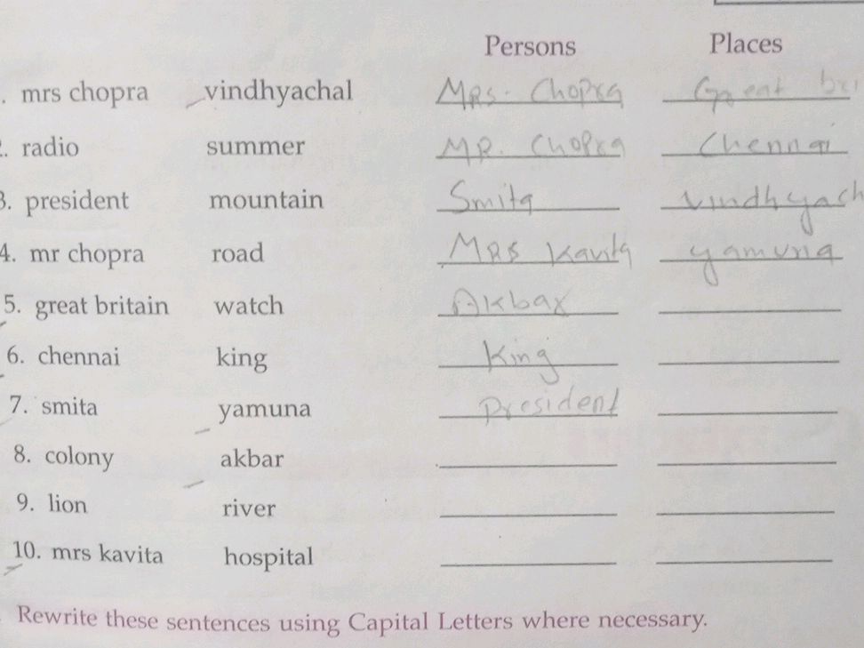 Rewrite these sentences using Capital | StudyX