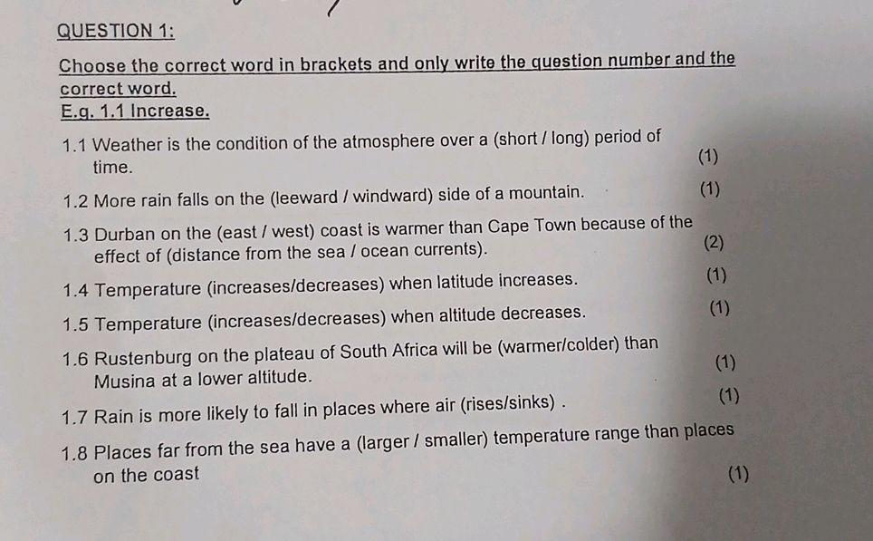 QUESTION 1: Choose the correct word in | StudyX
