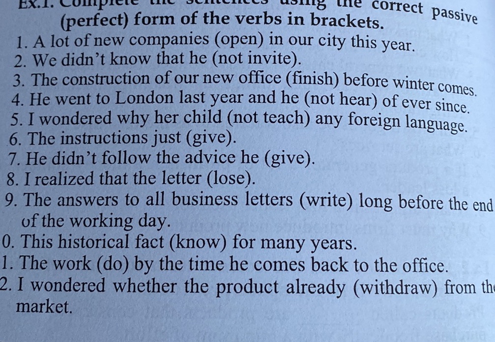 EX.1. Complete the sentences using the | StudyX