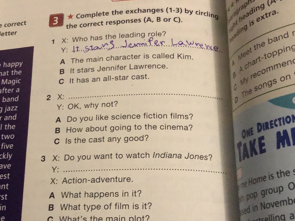 3 Complete the exchanges (1-3) by circling | StudyX
