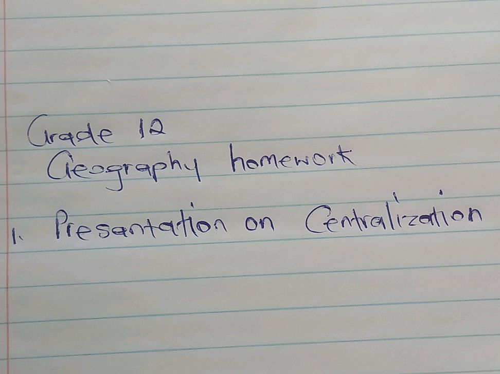 Grade 12 Geography homework 1. Presentation | StudyX