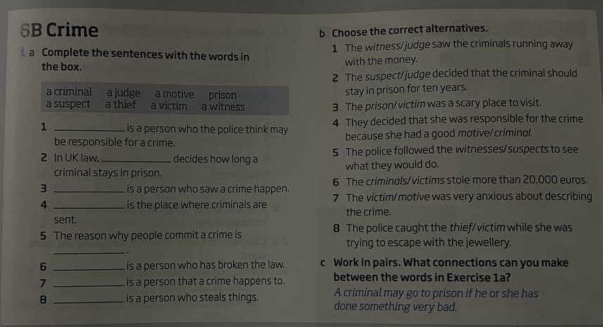 1a Complete the sentences with the words in | StudyX