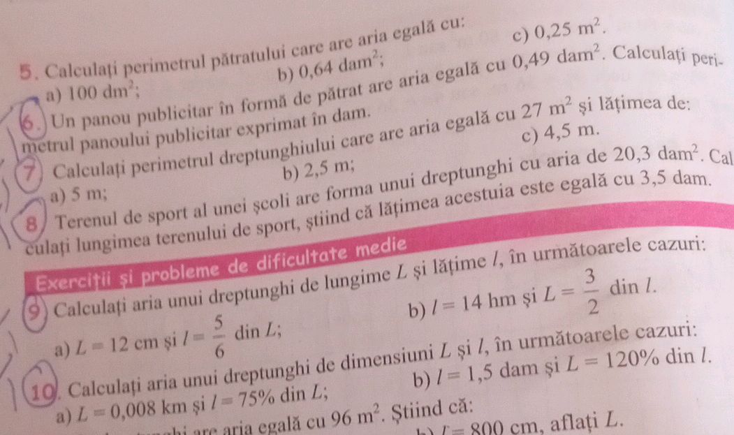 5. Calculați perimetrul pătratului care are | StudyX