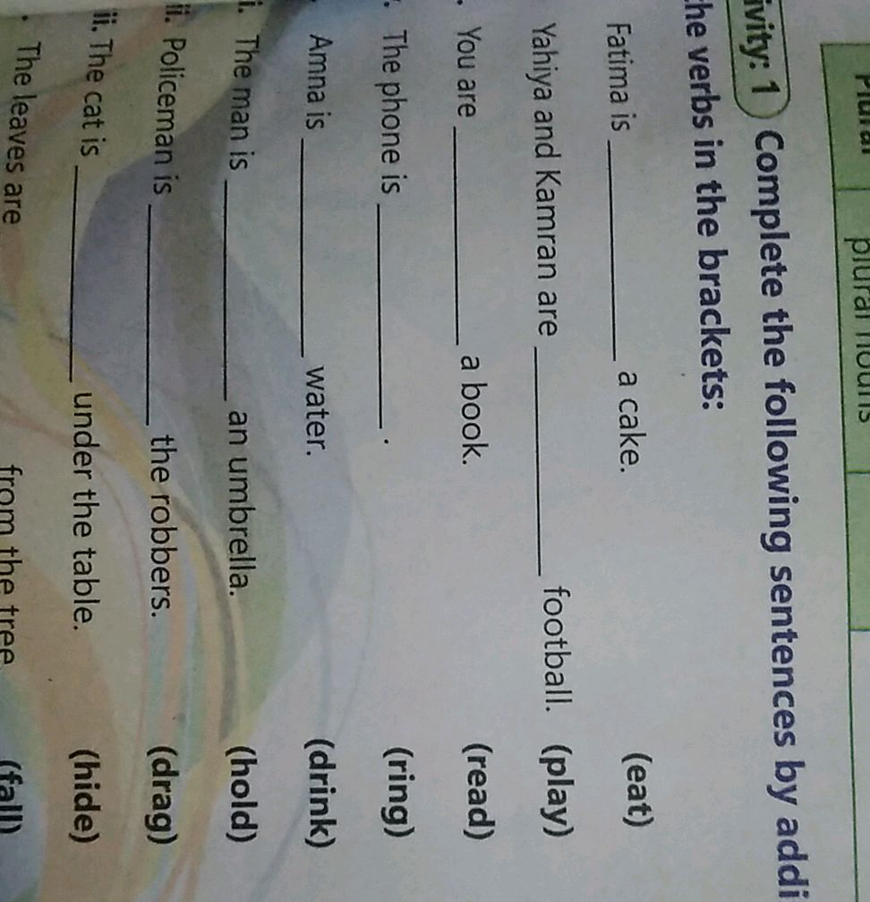 Activity: 1 Complete the following sentences | StudyX