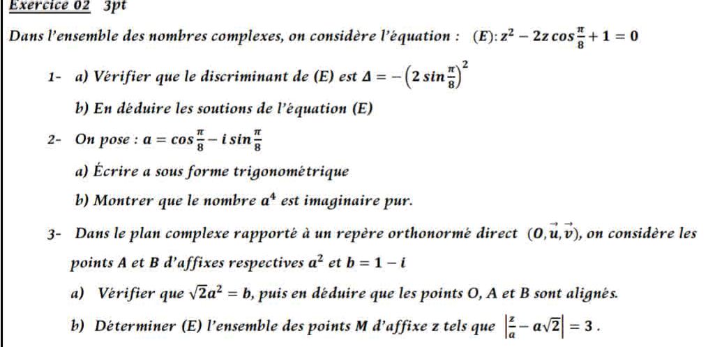 Dans l'ensemble des nombres complexes, on | StudyX
