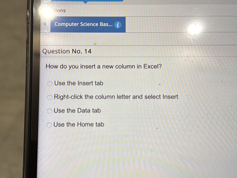 How do you insert a new column in Excel? | StudyX