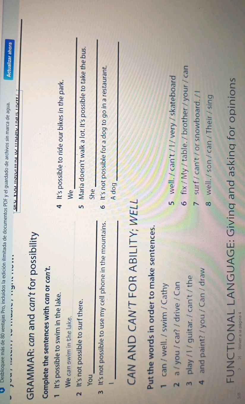 GRAMMAR: can and can't for possibility | StudyX