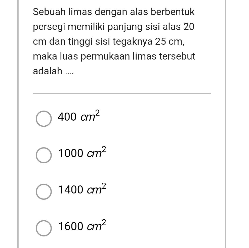 Sebuah limas dengan alas berbentuk persegi | StudyX