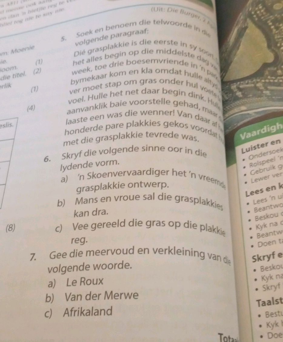 6. Skryf die volgende sinne oor in die | StudyX