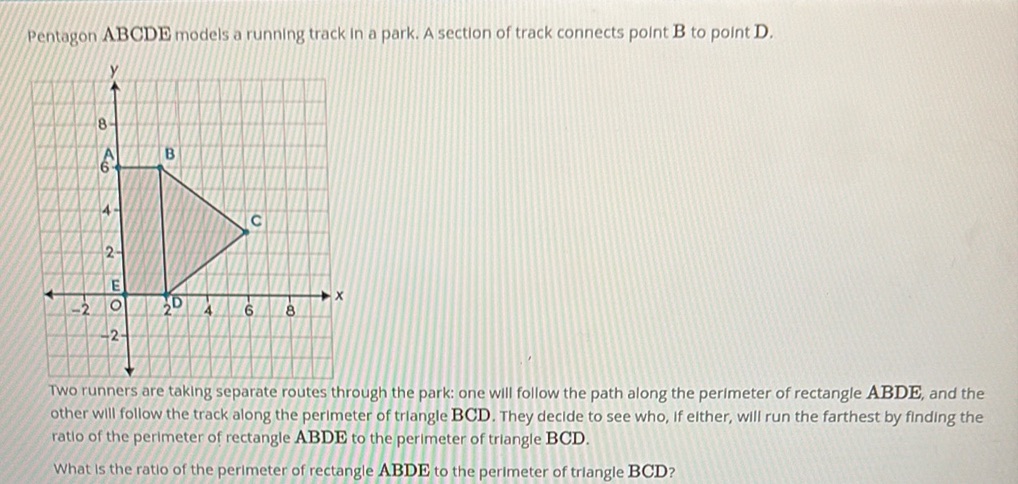 Pentagon ABCDE models a running track in a | StudyX