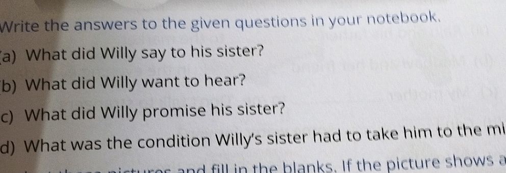 (a) What did Willy say to his sister? (b) | StudyX