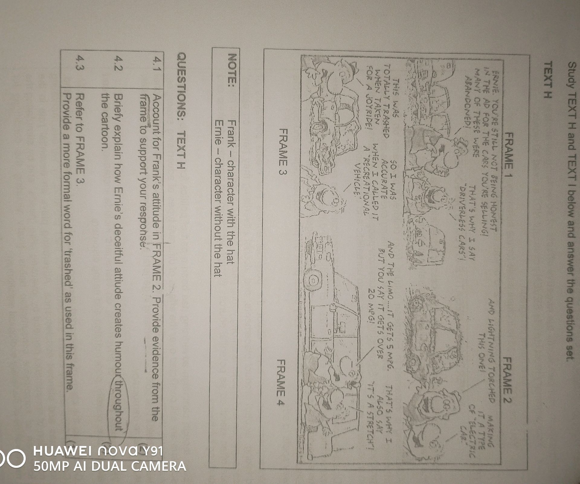 4.1 Account for Frank's attitude in FRAME 2. | StudyX