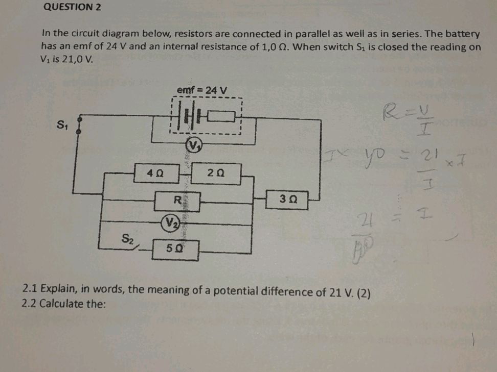 QUESTION 2 In the circuit diagram below, | StudyX