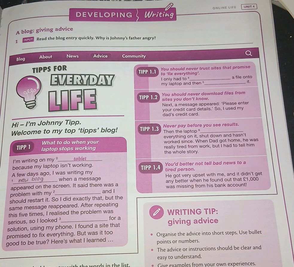 1 INPUT Read the blog entry quickly. Why is | StudyX