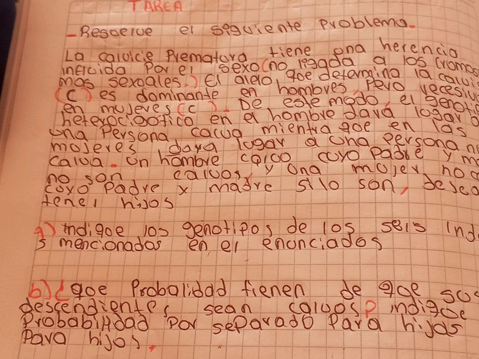 Resuelve el siguiente problema. La calvicie | StudyX