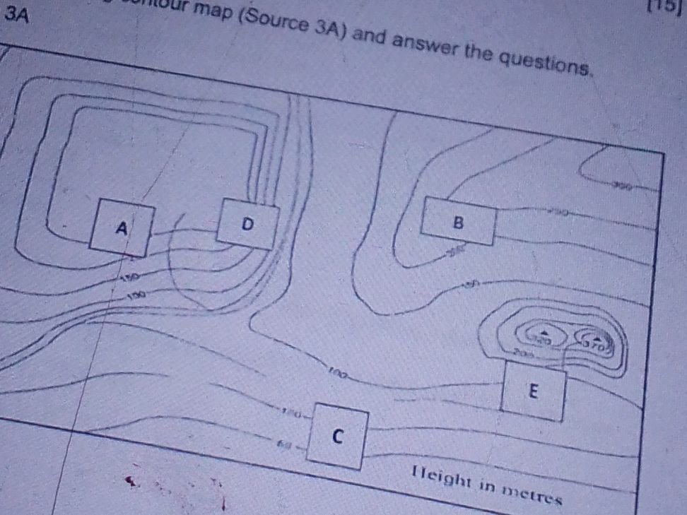 Using contour map (Source 3A) and answer the | StudyX