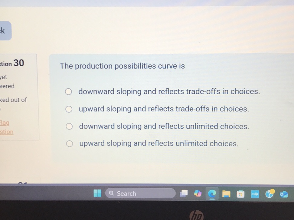 The production possibilities curve is | StudyX