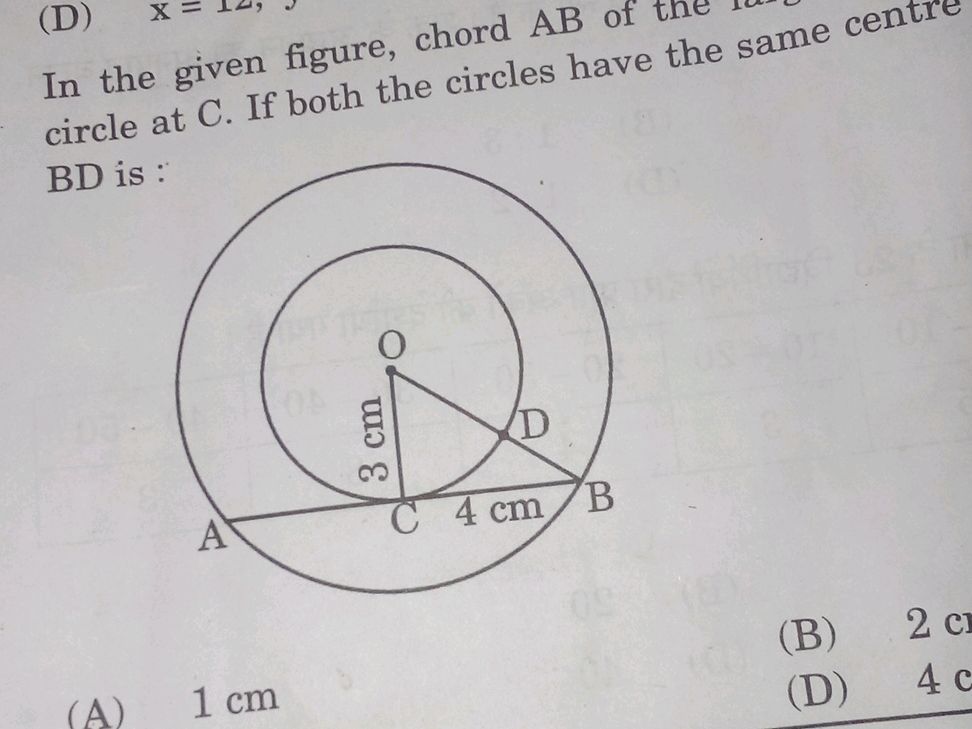 In the given figure, chord AB of the large | StudyX