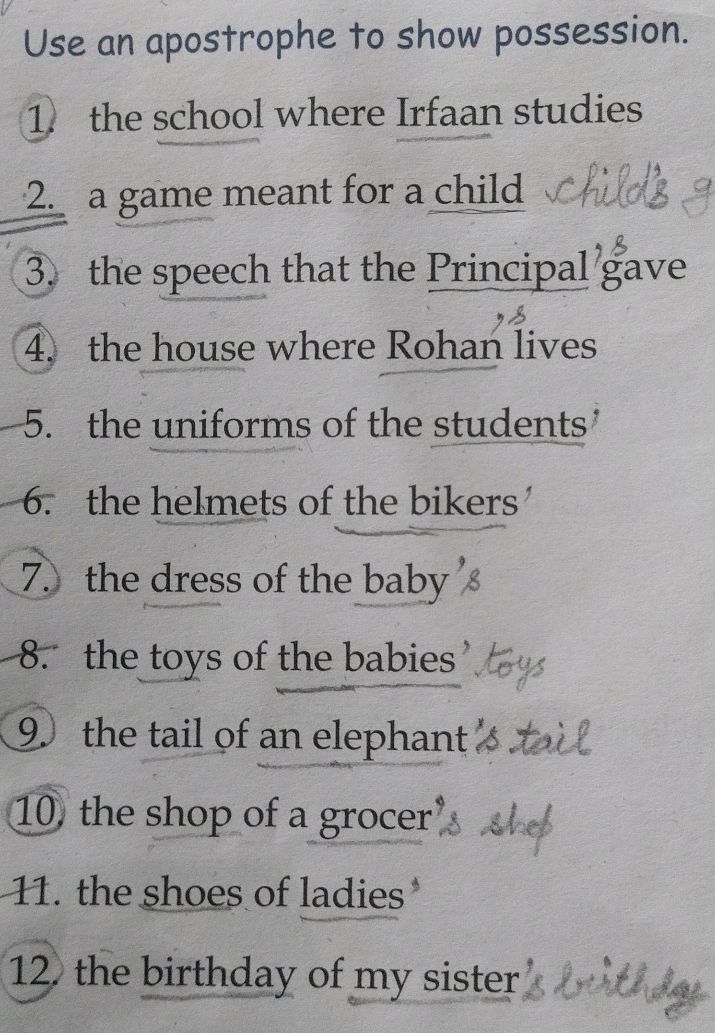 Use an apostrophe to show possession. 1. | StudyX
