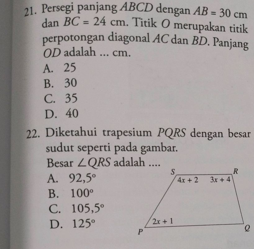 21. Persegi panjang ABCD dengan AB = 30 cm | StudyX