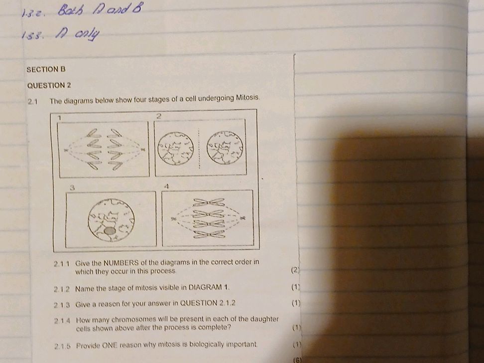 2.1 The diagrams below show four stages of a | StudyX