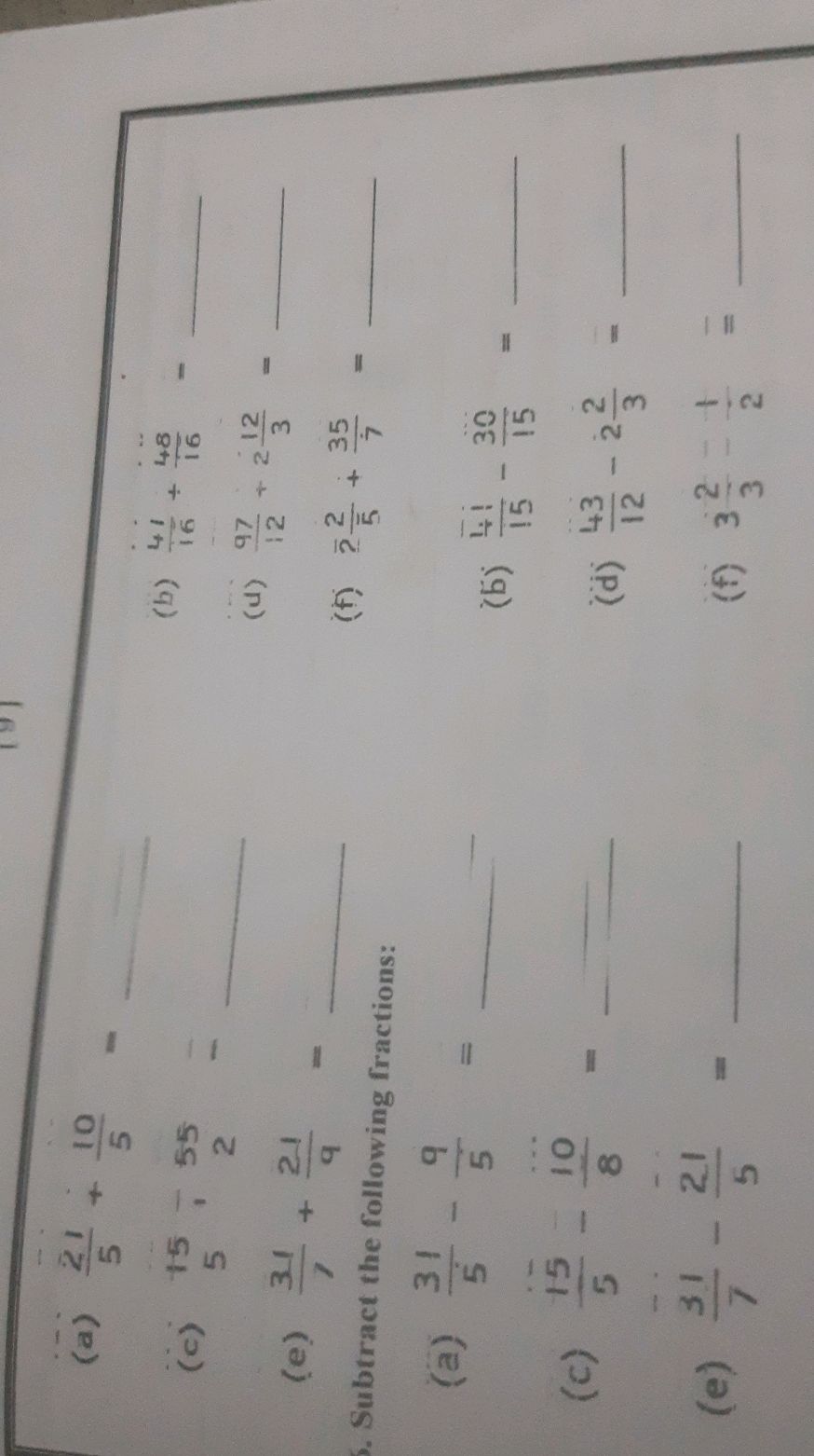 5. Subtract the following fractions: (a) $ | StudyX