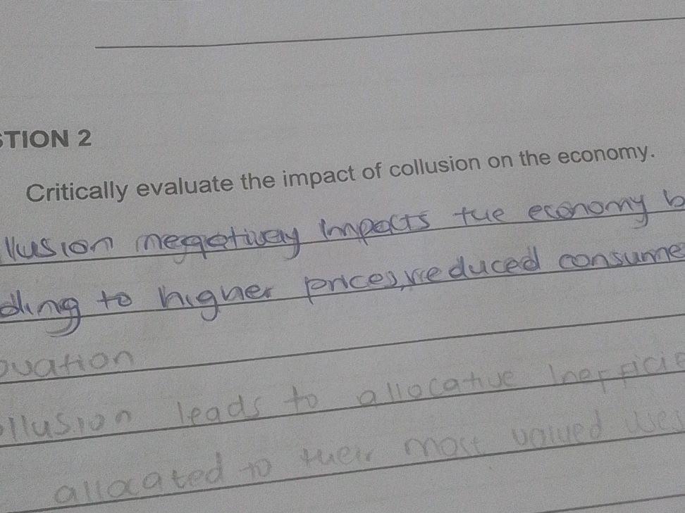 Critically evaluate the impact of collusion | StudyX