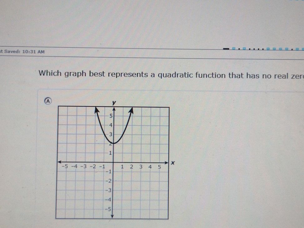 Which graph best represents a quadratic | StudyX