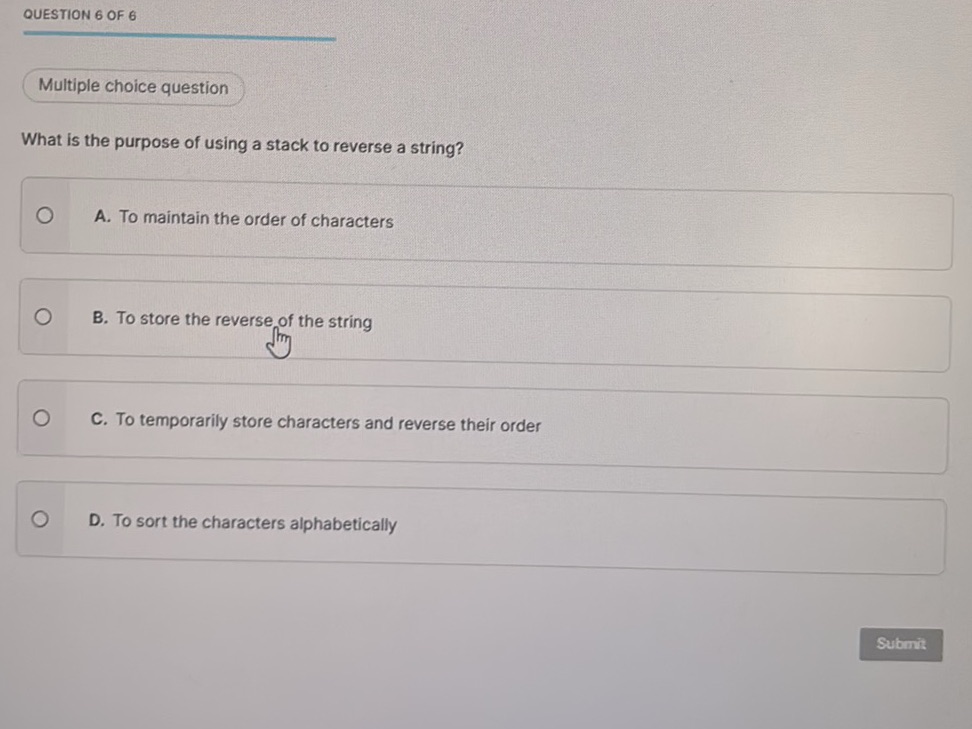 What is the purpose of using a stack to | StudyX