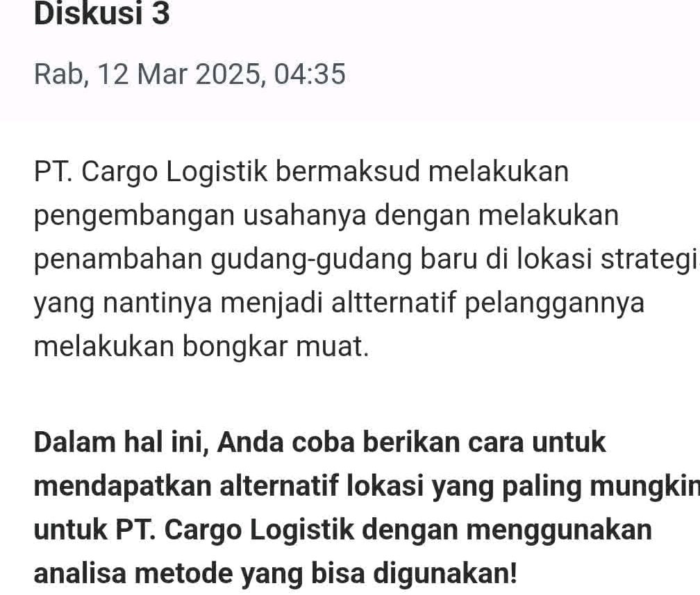 Diskusi 3 Rab, 12 Mar 2025, 04:35 PT. | StudyX