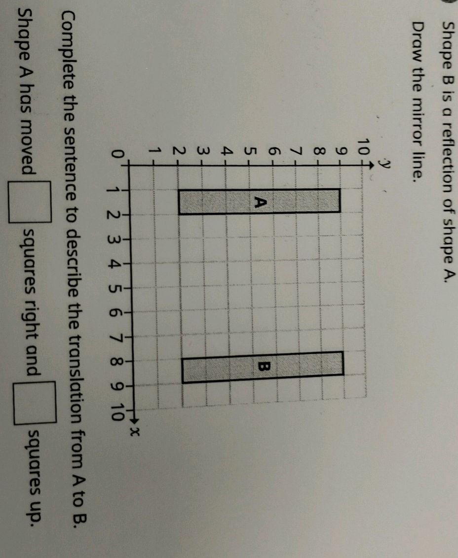 Shape B is a reflection of shape A. Draw the | StudyX