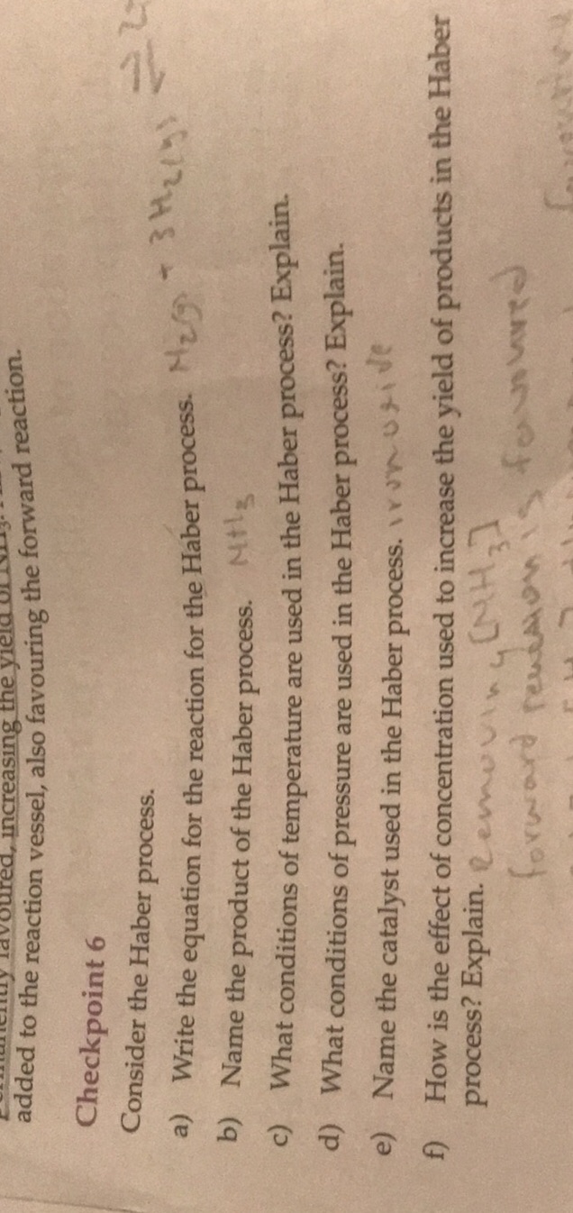 Consider the Haber process. a) Write the | StudyX