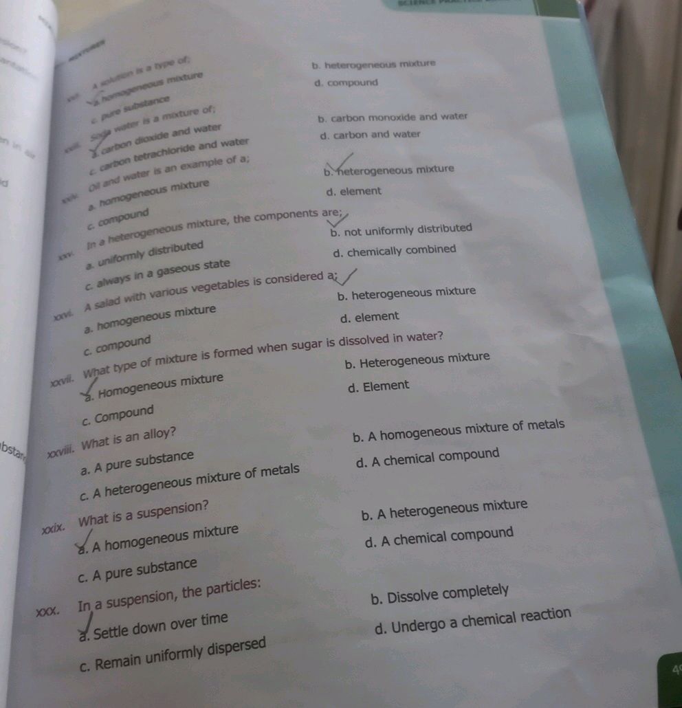 xxi. A solution is a type of: a. | StudyX