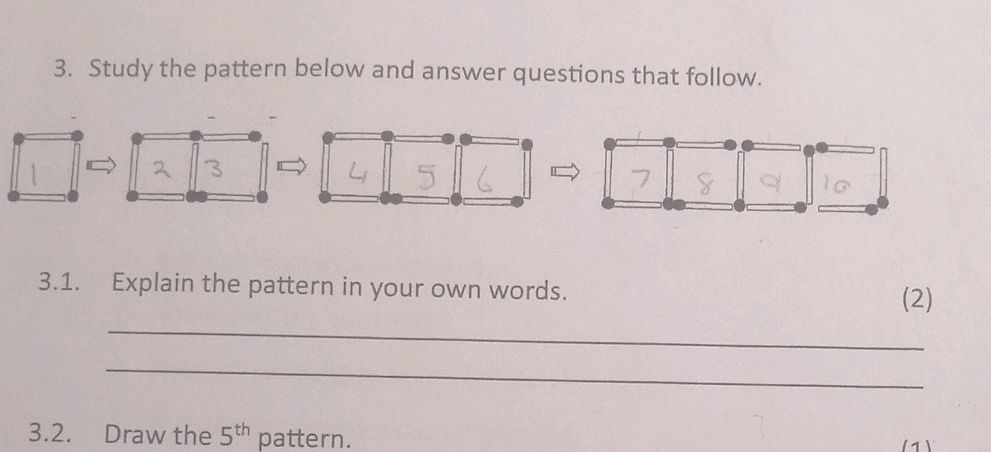 3. Study the pattern below and answer | StudyX