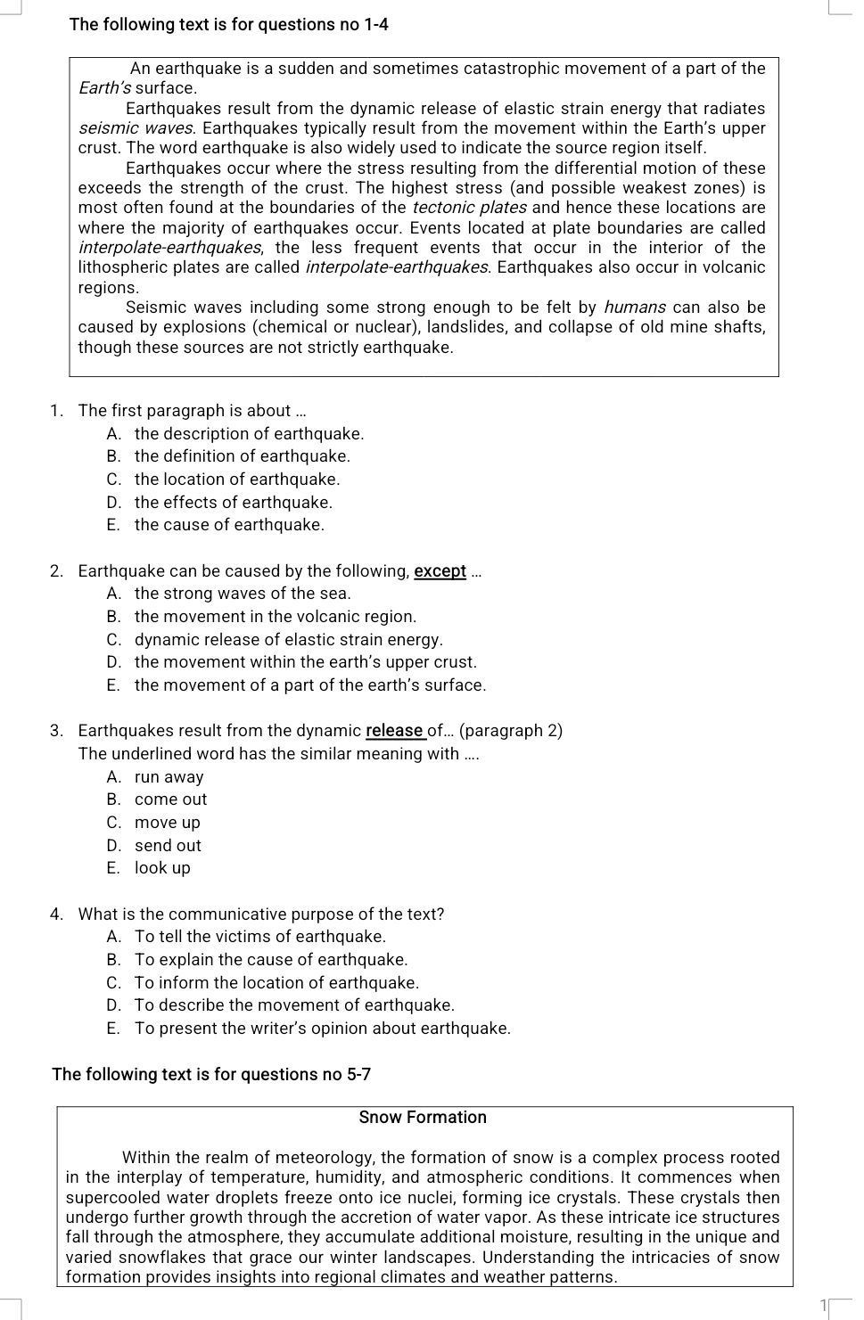 The following text is for questions no 1-4 | StudyX