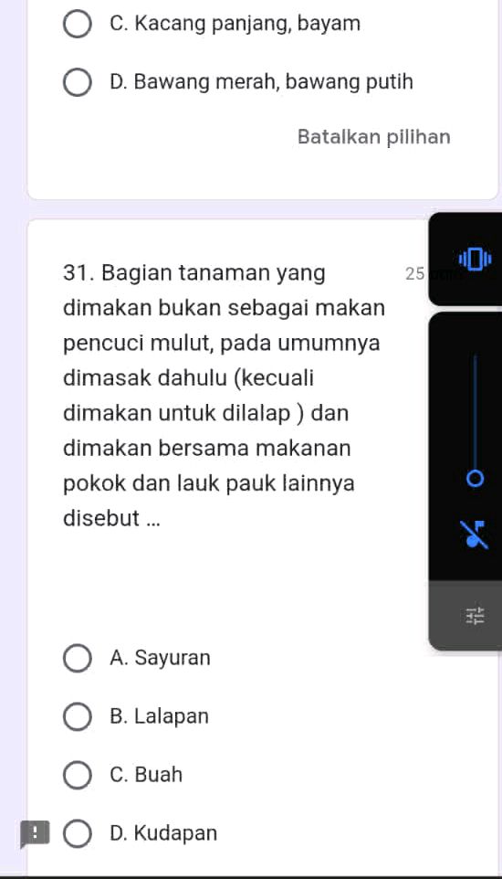 31. Bagian tanaman yang dimakan bukan | StudyX