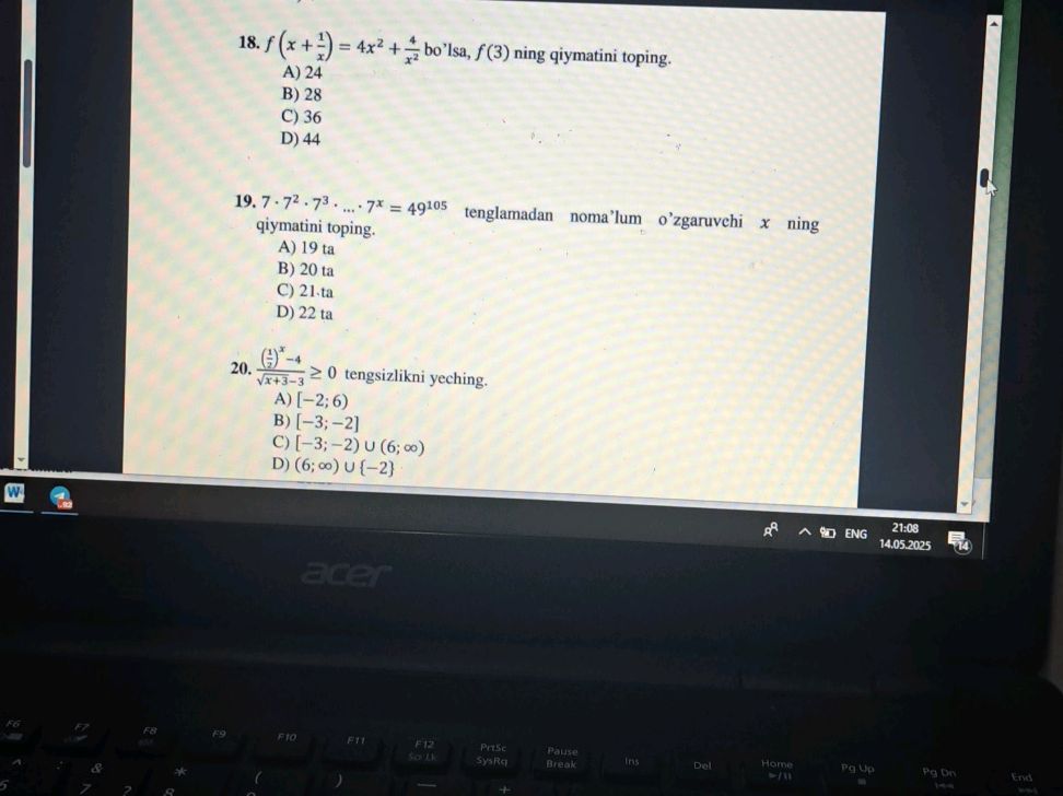 18. $f(x + {1}{x}) = 4x^2 + {4}{x^2}$ | StudyX