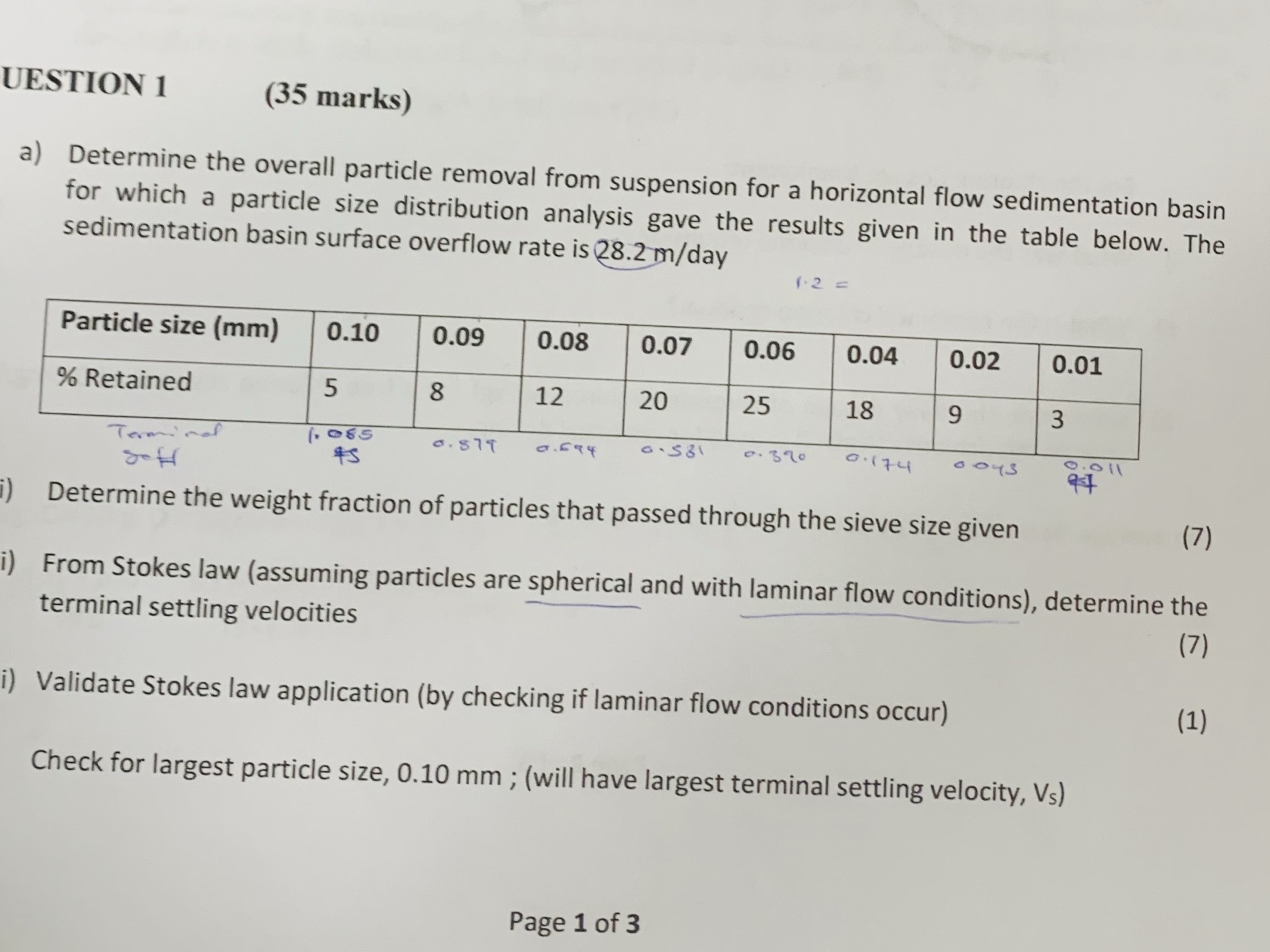 a) Determine the overall particle removal | StudyX