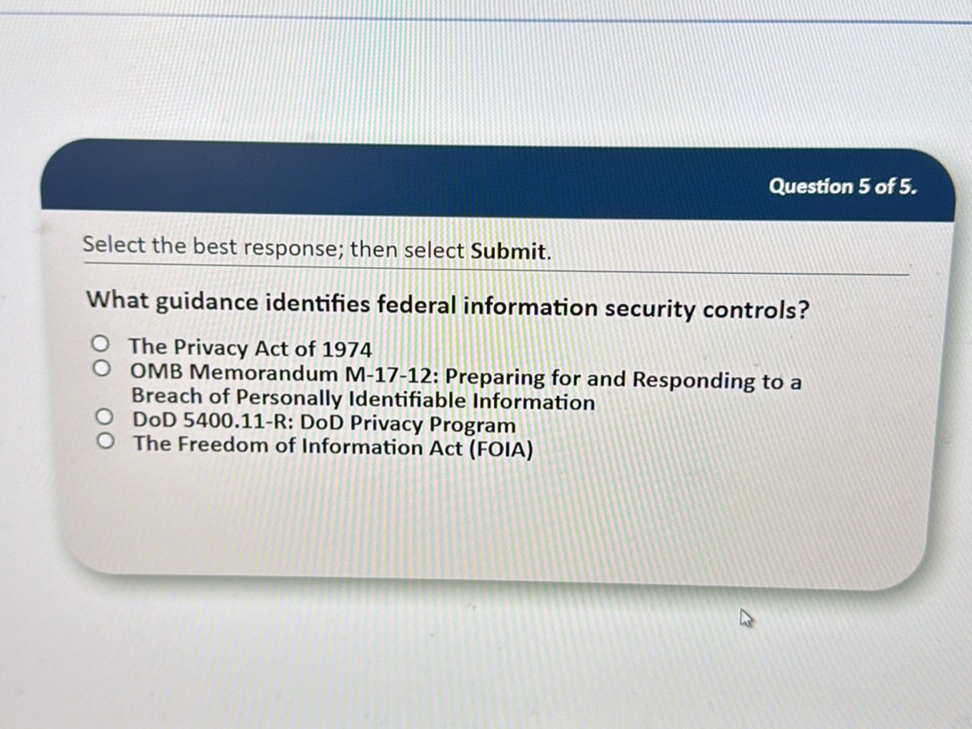 What guidance identifies federal information | StudyX