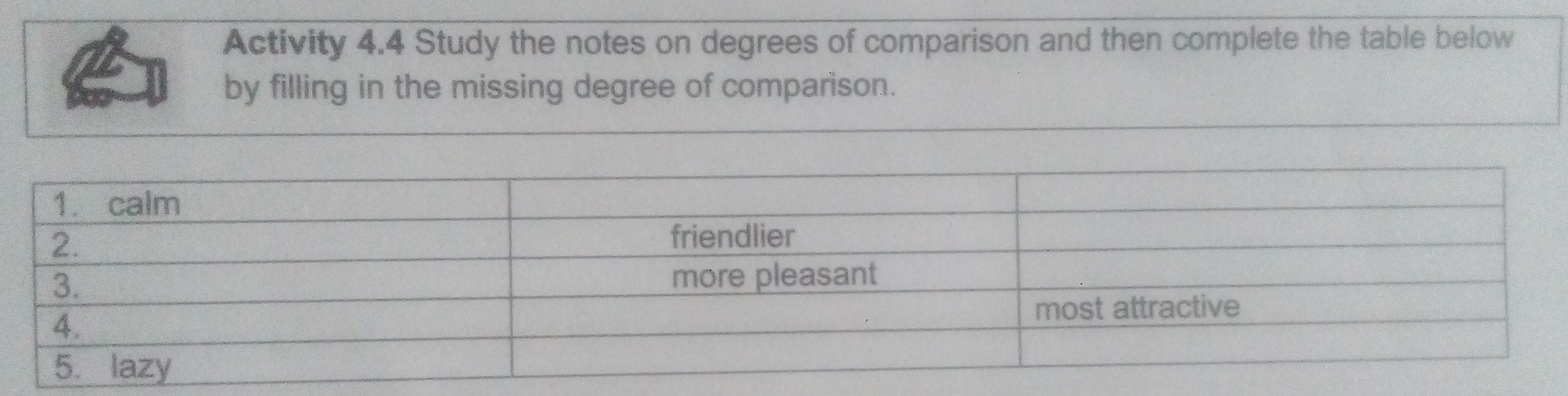 Activity 4.4 Study the notes on degrees of | StudyX