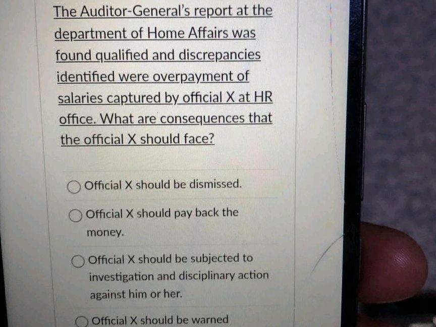 The Auditor-General's report at the | StudyX