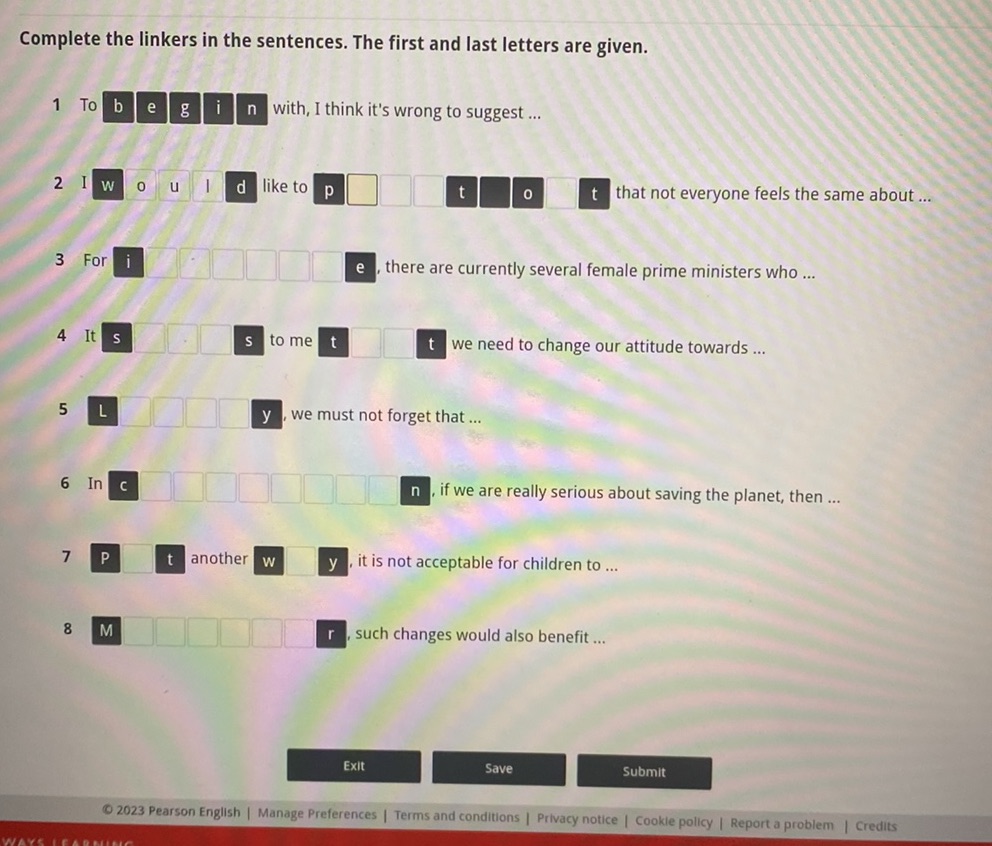 Complete the linkers in the sentences. The | StudyX
