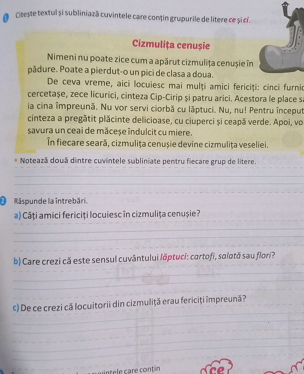 Citește textul și subliniază cuvintele care | StudyX