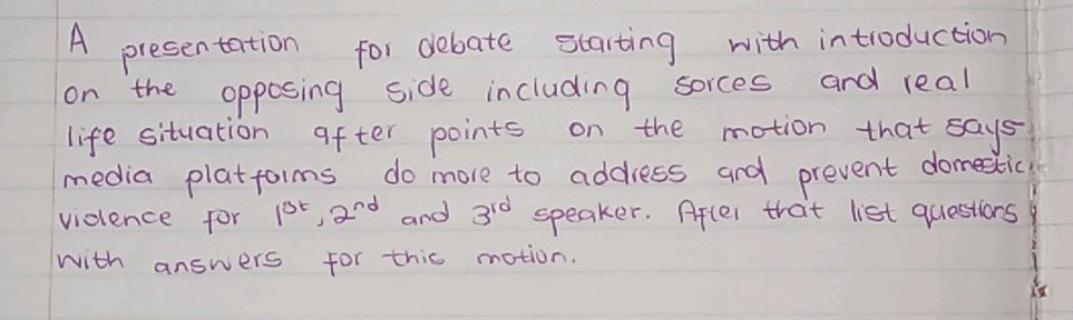 A presentation for debate starting with | StudyX
